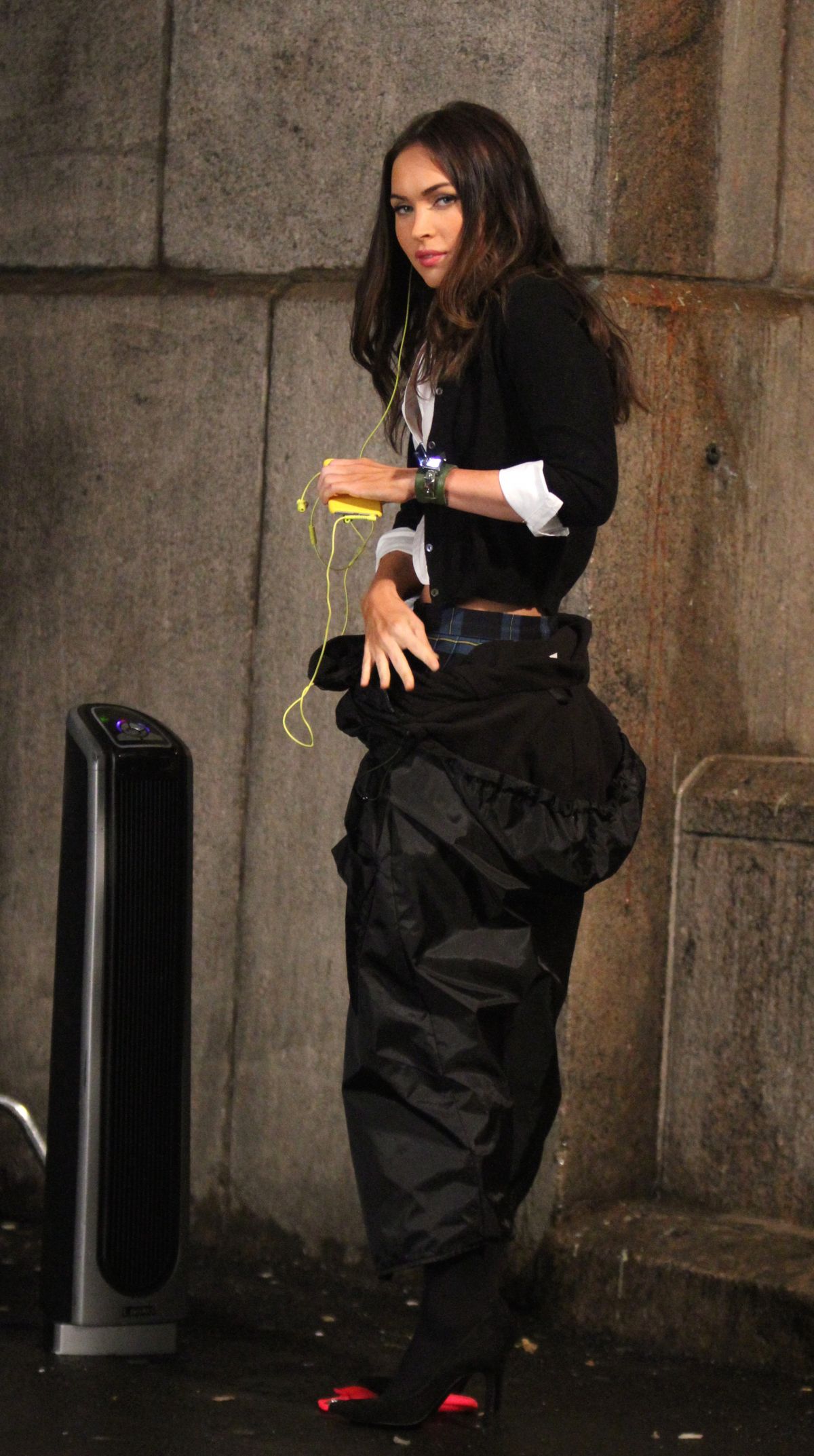 MEGAN FOX in Plaid Skirt on the Set of Teenage Mutant Ninja Turtles 2 ...