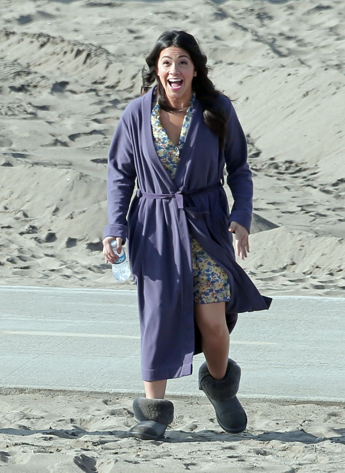 GINA RODRIGUEZ on the Set of Jane the Virgin in Los Angeles 01/14/2016 ...
