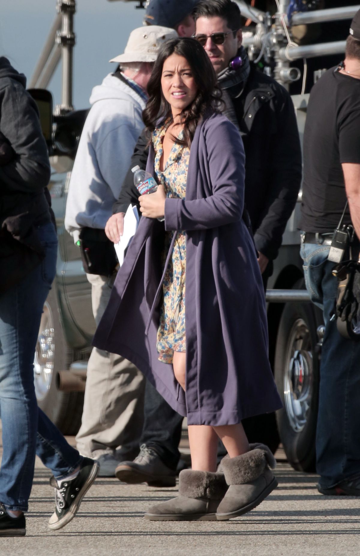 GINA RODRIGUEZ on the Set of Jane the Virgin in Los Angeles 01/14/2016 ...