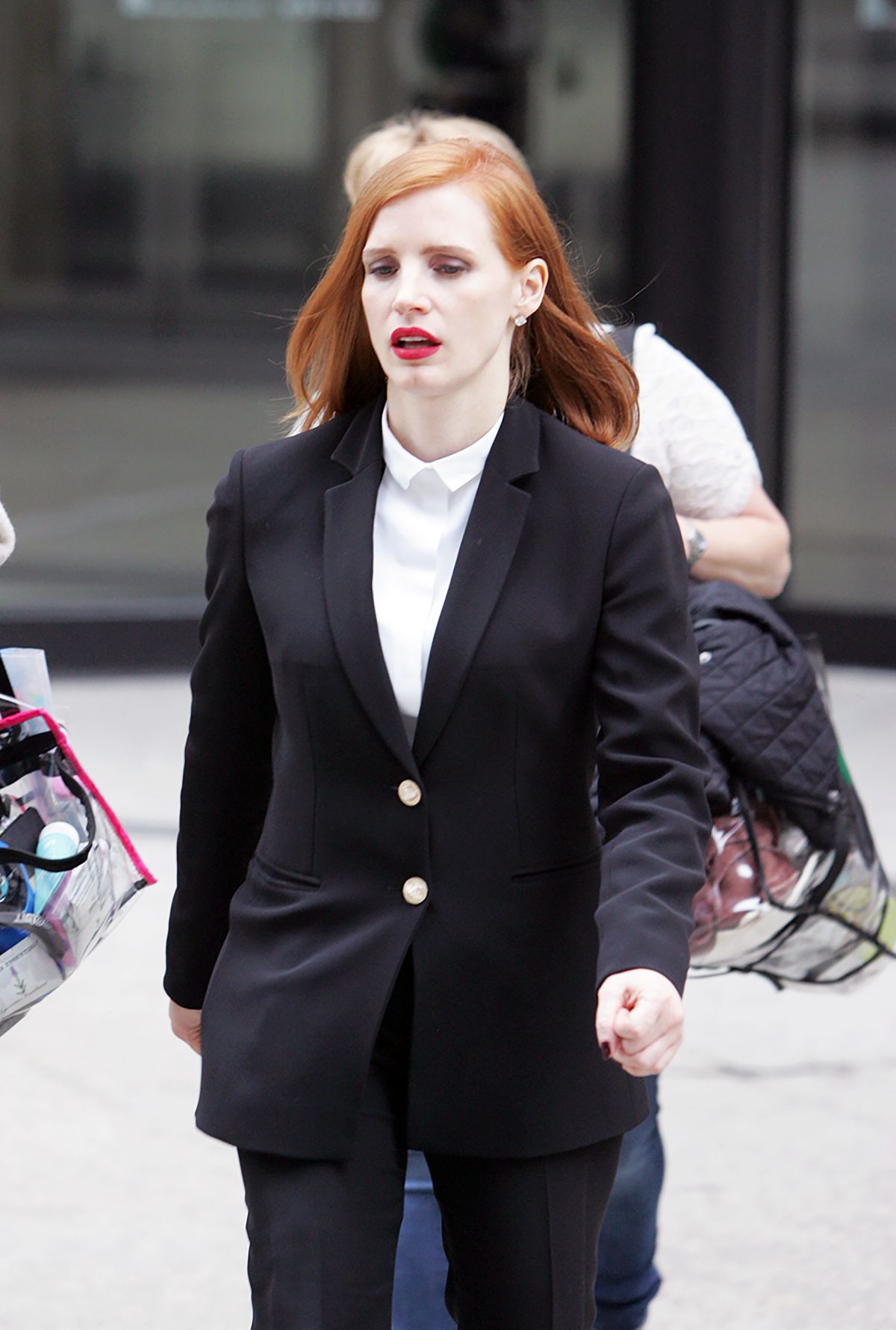 JESSICA CHASTAIN on the Set of ‘Miss Sloane’ in Toronto 02/20/2016 ...