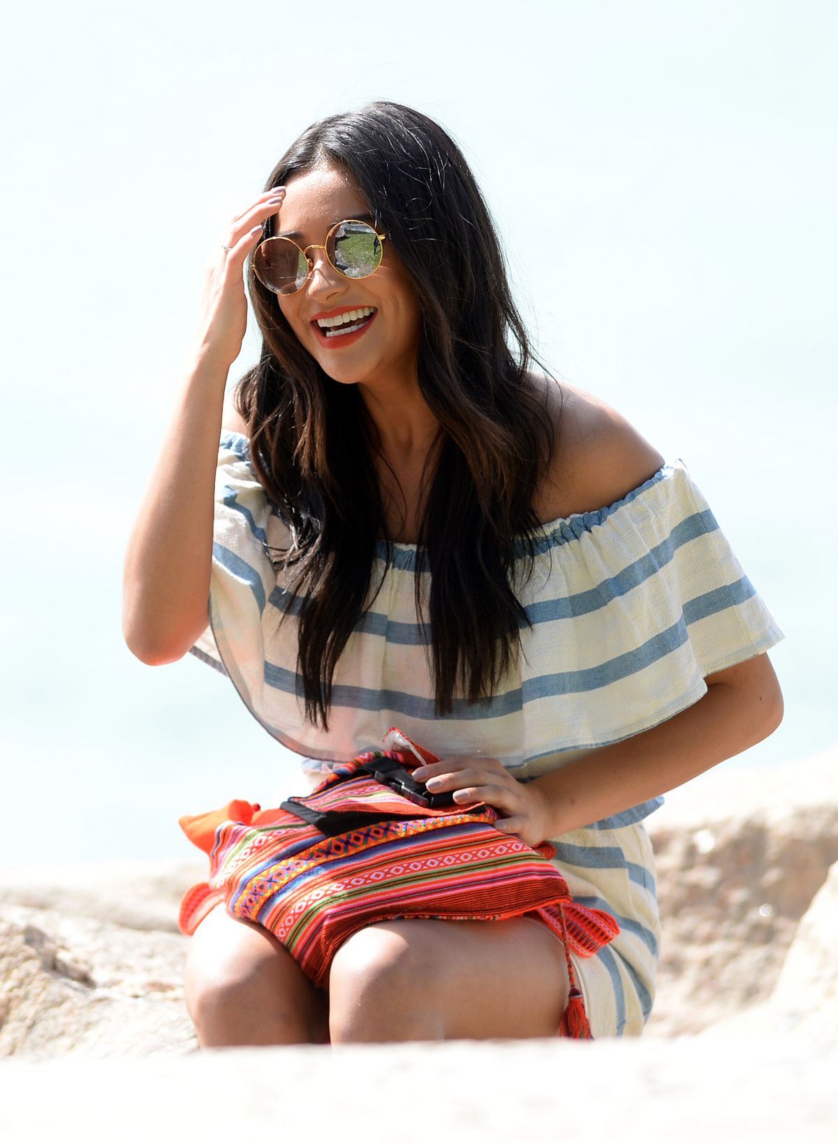 SHAY MITCHEL Filming for Hawaiian Tropic Sunscreen Products at Miami ...
