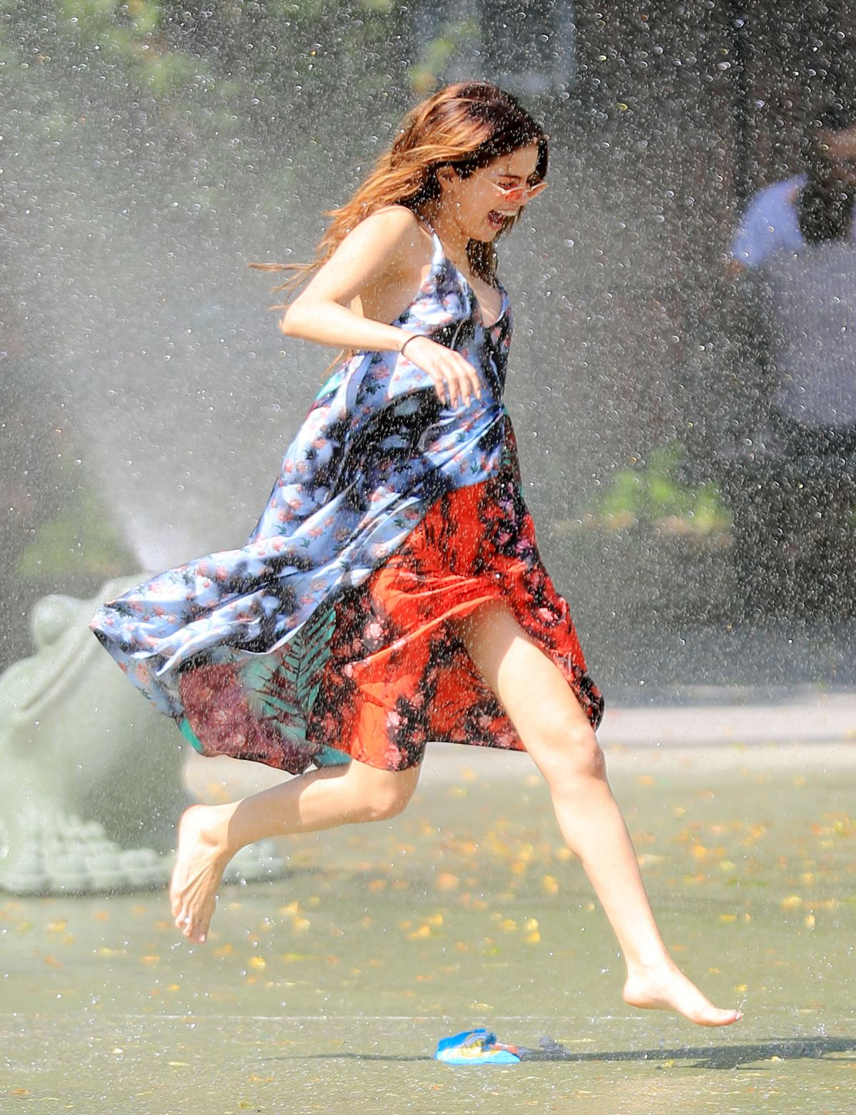 SELENA GOMEZ Running Thru Sprinklers at Water Playground in Brooklyn 06 ...