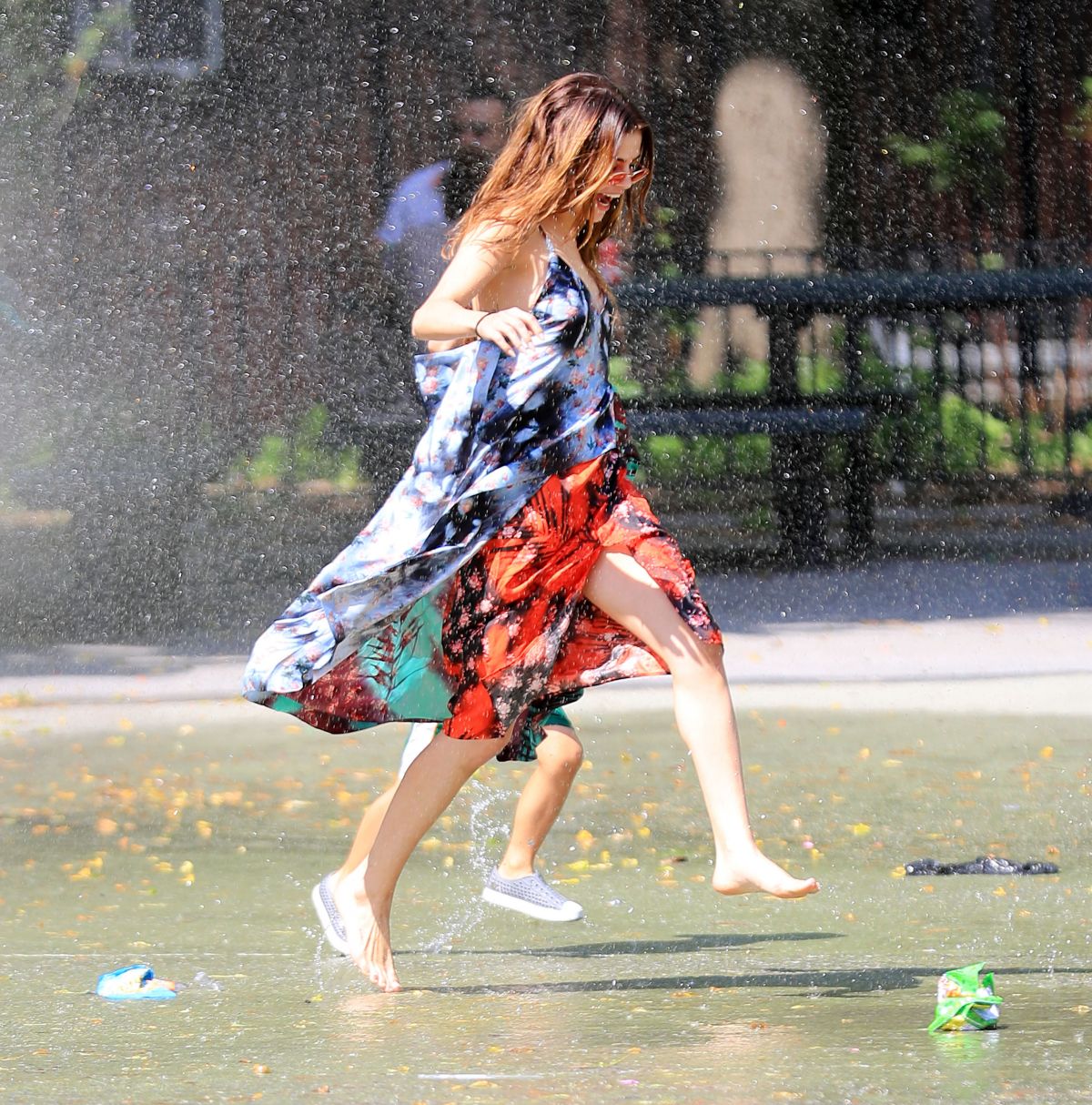 SELENA GOMEZ Running Thru Sprinklers at Water Playground in Brooklyn 06 ...