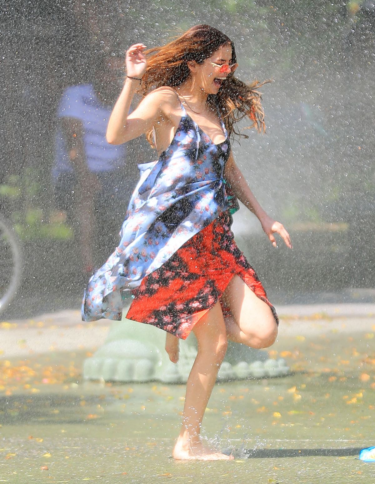 SELENA GOMEZ Running Thru Sprinklers at Water Playground in Brooklyn 06 ...