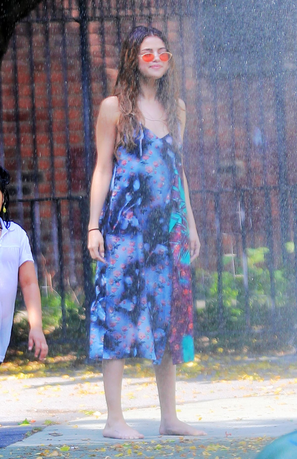 SELENA GOMEZ Running Thru Sprinklers at Water Playground in Brooklyn 06 ...