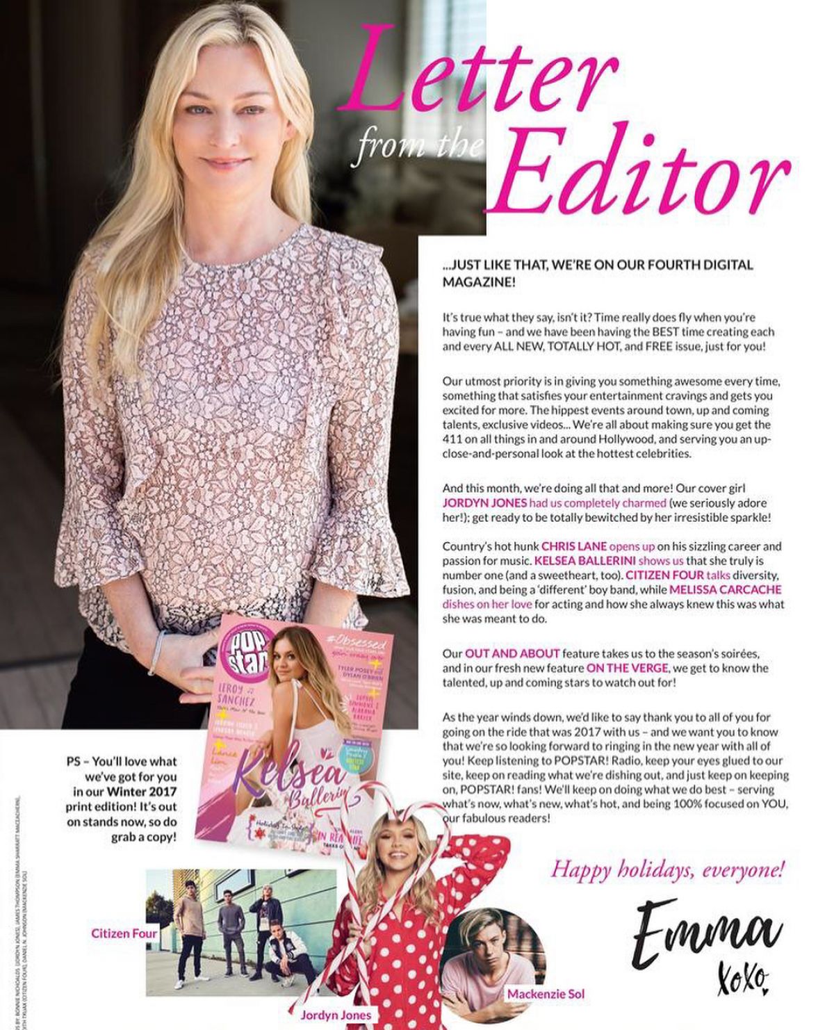 JORDYN JONES for Popstaronline Digital Magazine, December 2017 Issue ...