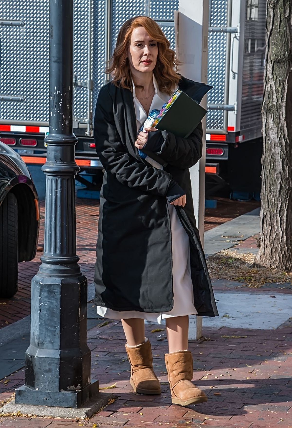 SARAH PAULSON on the Set of Glass in Philadelphia 12/04/2017 – HawtCelebs