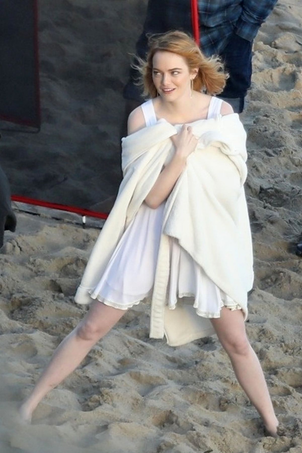 EMMA STONE on the Set of a Photoshoot at a Beach in Miami 04/25/2018 ...