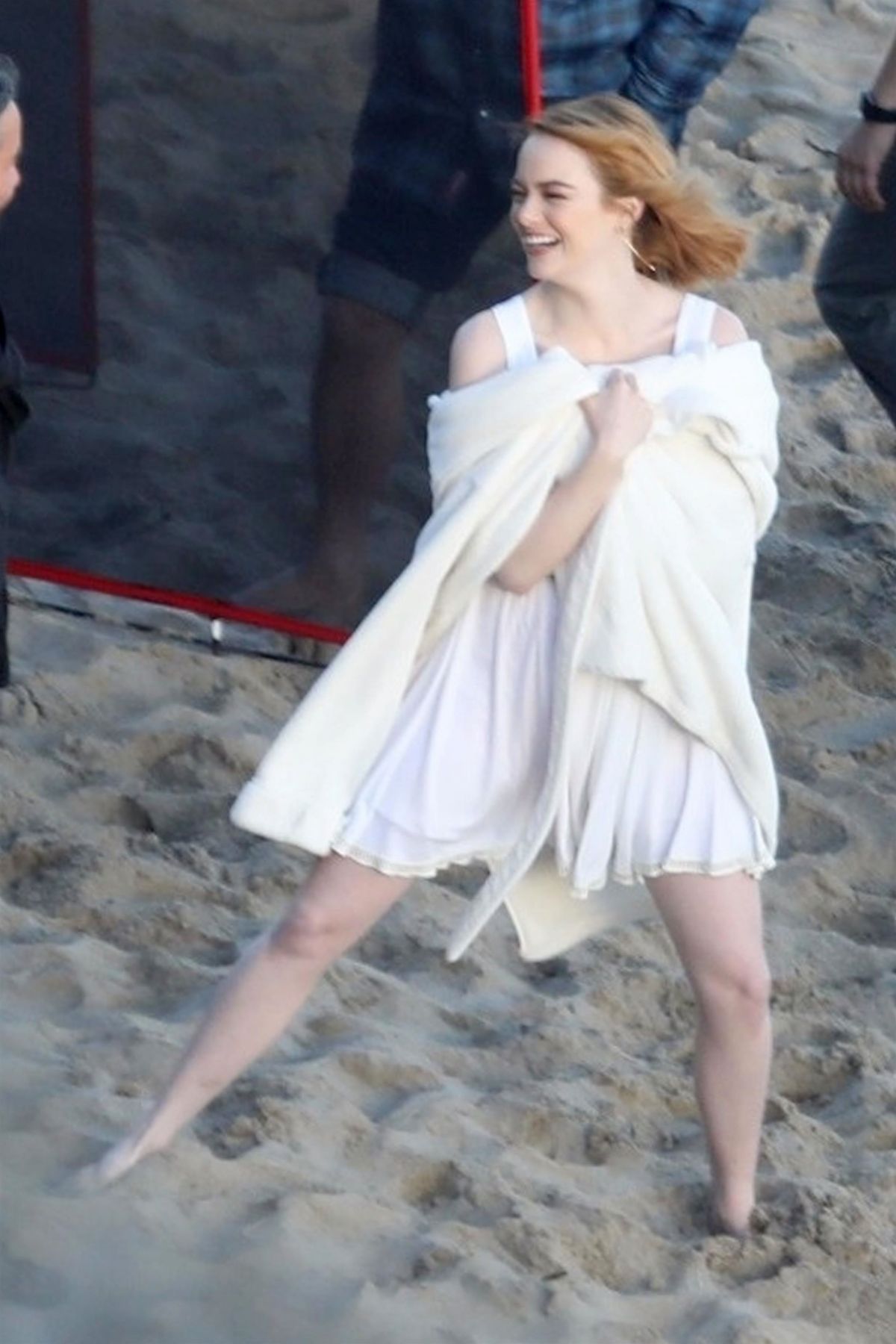 EMMA STONE on the Set of a Photoshoot at a Beach in Miami 04/25/2018 ...