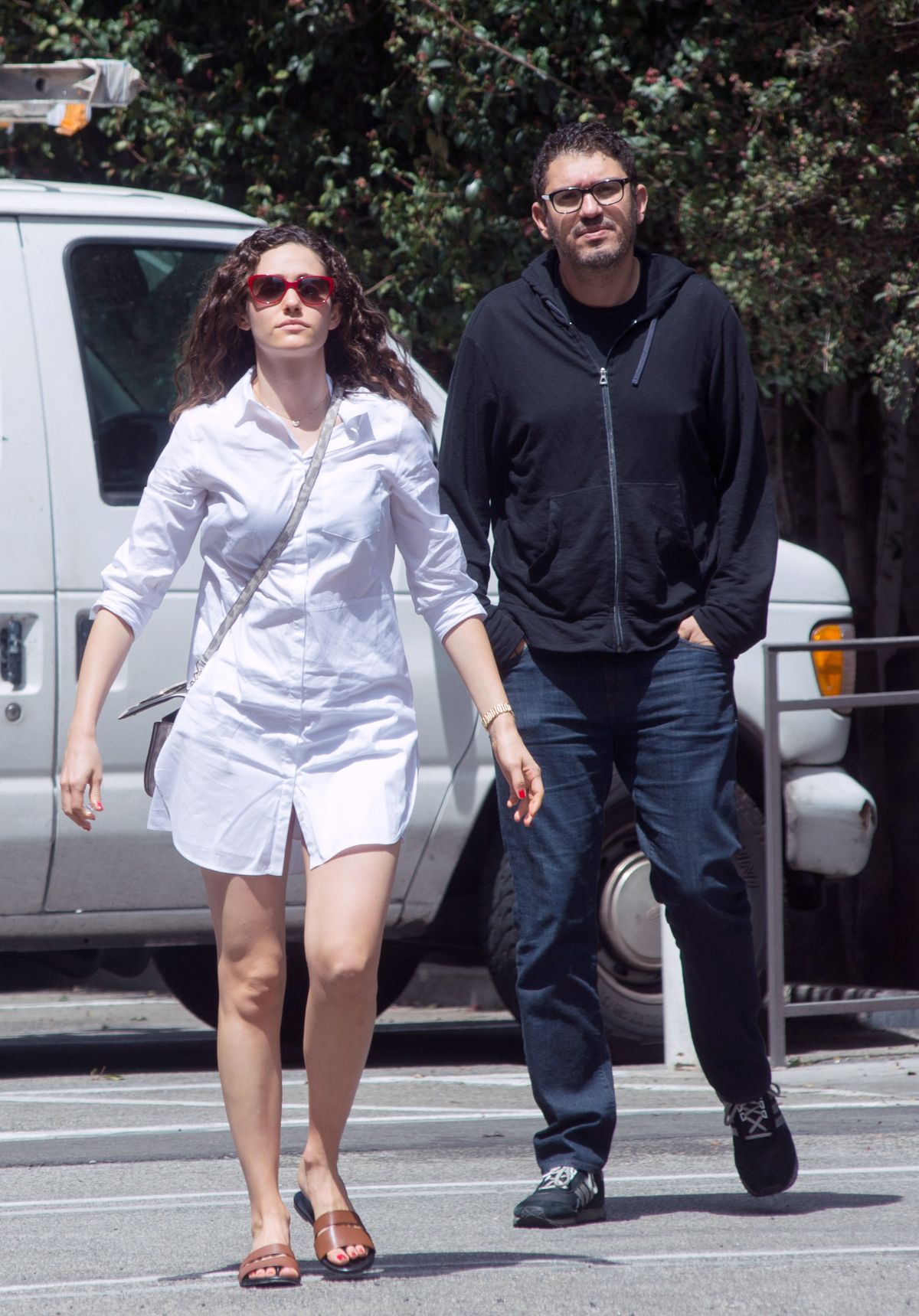 EMMY ROSSUM and Sam Esmail Out Shopping in Los Angeles 04/09/2018 ...