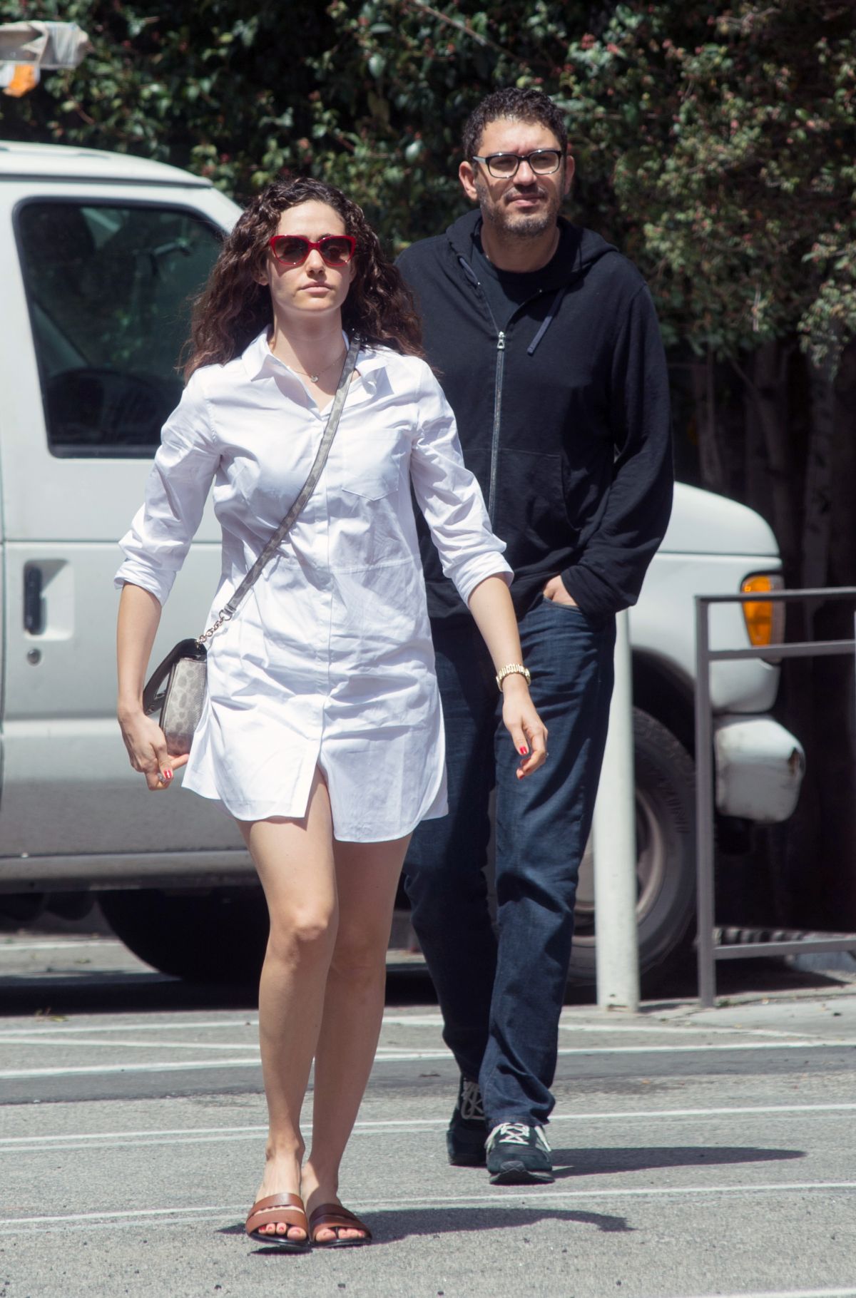 EMMY ROSSUM and Sam Esmail Out Shopping in Los Angeles 04/09/2018 ...