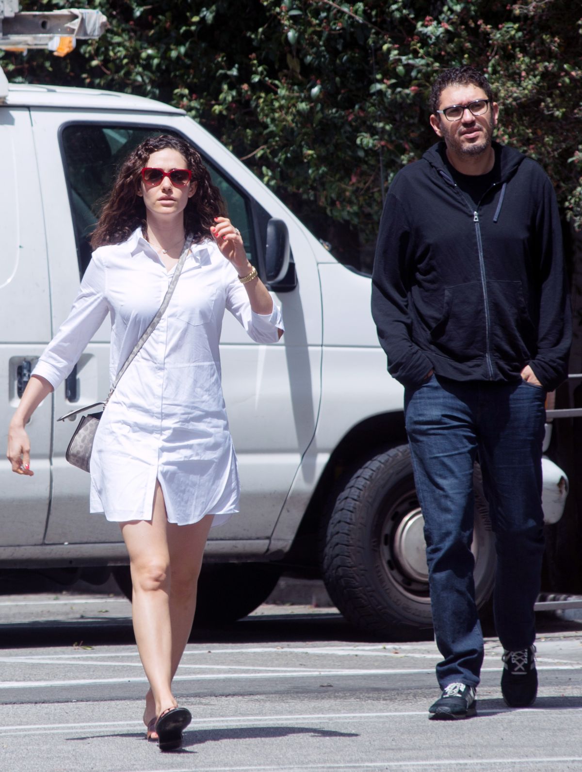 EMMY ROSSUM and Sam Esmail Out Shopping in Los Angeles 04/09/2018 ...