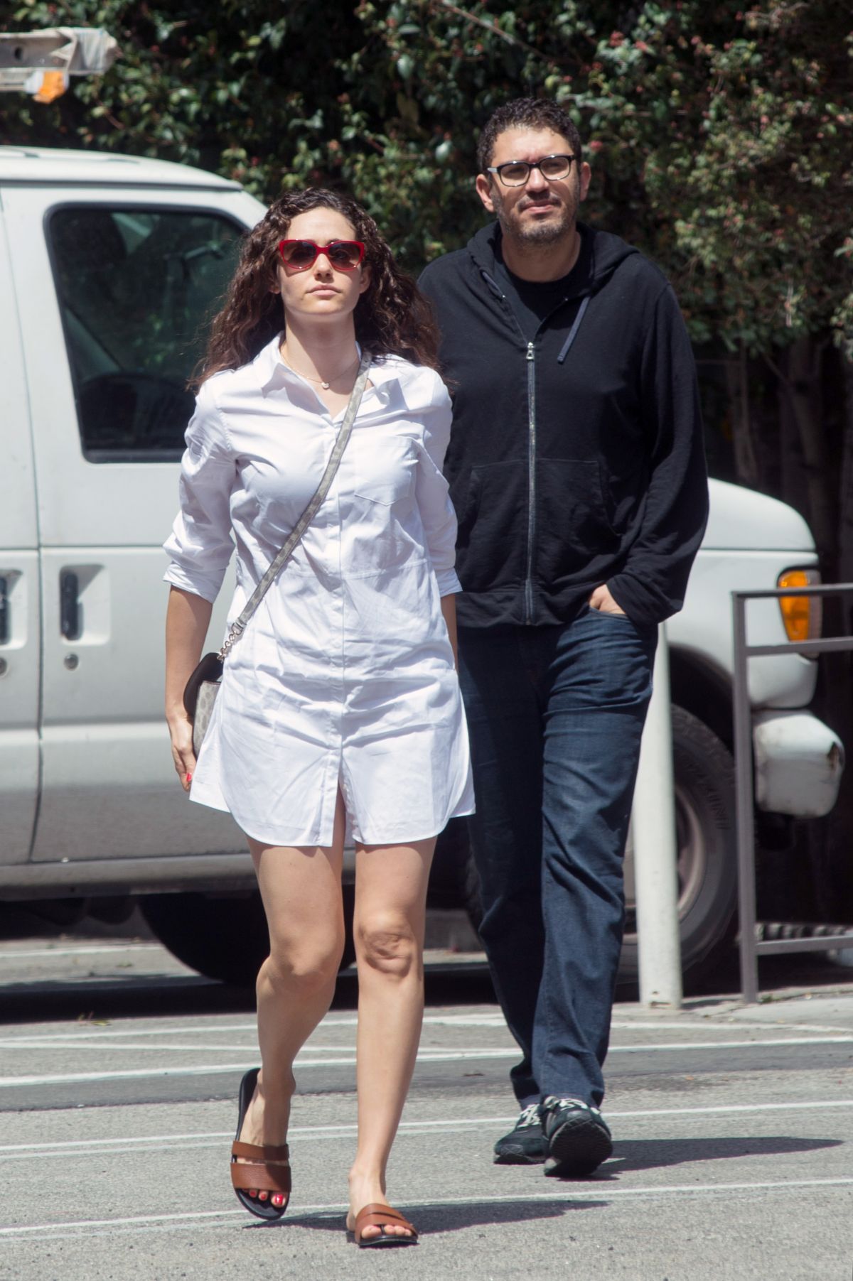 EMMY ROSSUM and Sam Esmail Out Shopping in Los Angeles 04/09/2018 ...