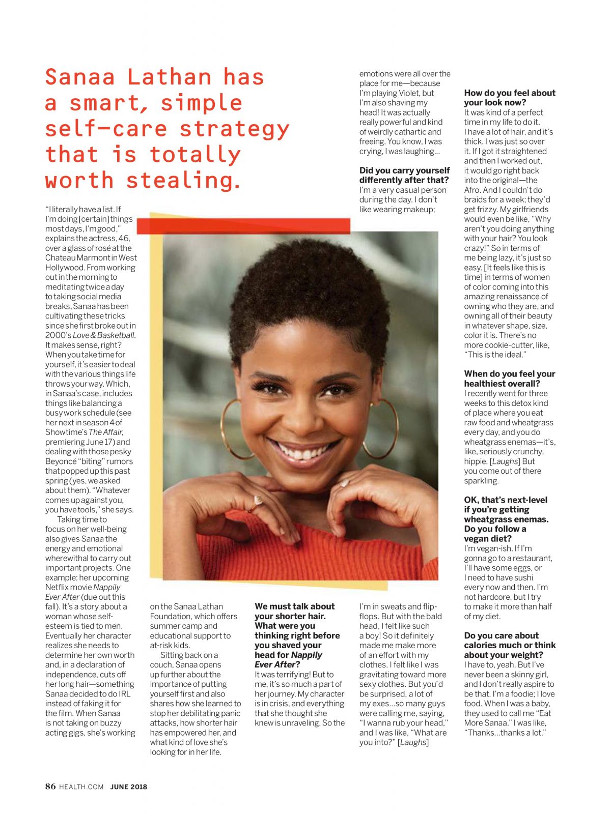 SANAA LATHAN in Health Magazine, June 2018 Issue – HawtCelebs