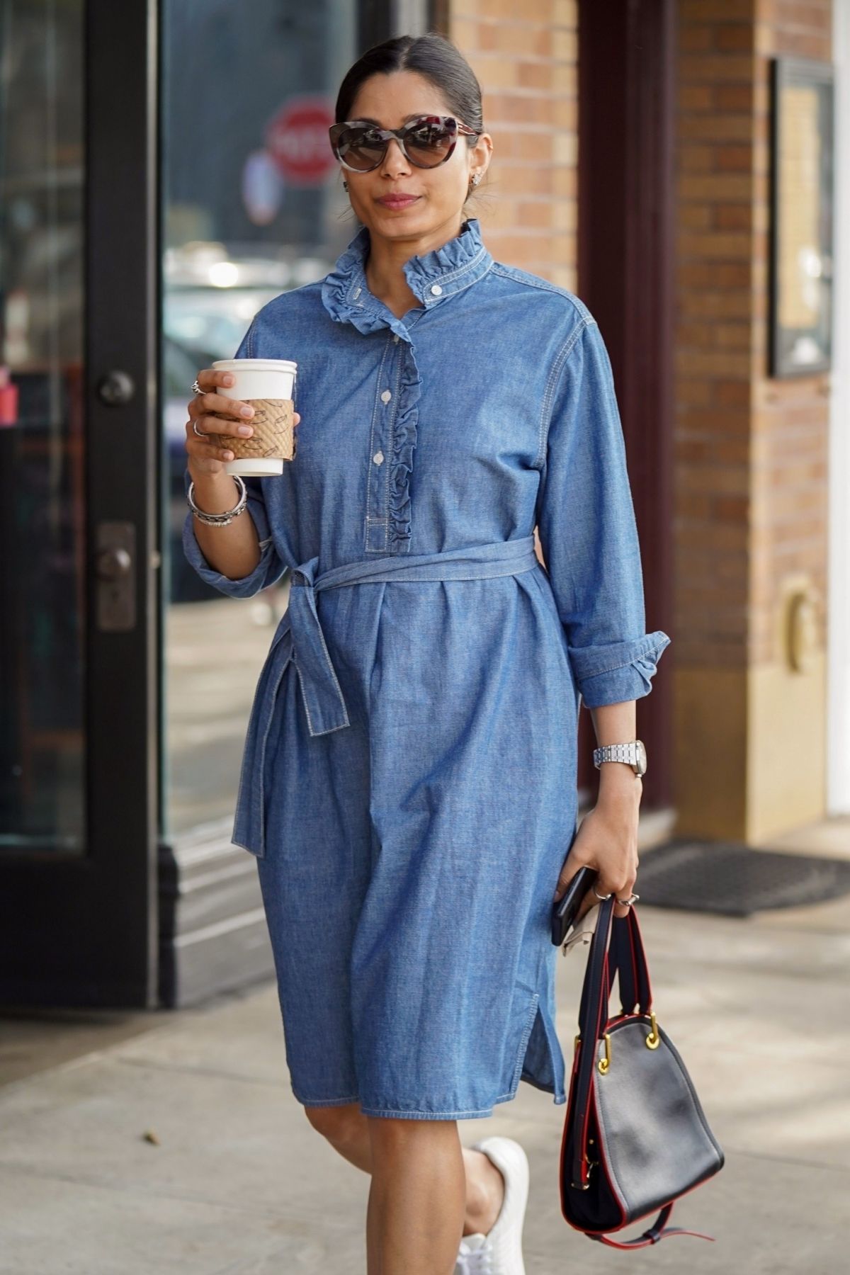 FREIDA PINTO in a Denim Dress Out in Los Angeles 01/11/2019 – HawtCelebs