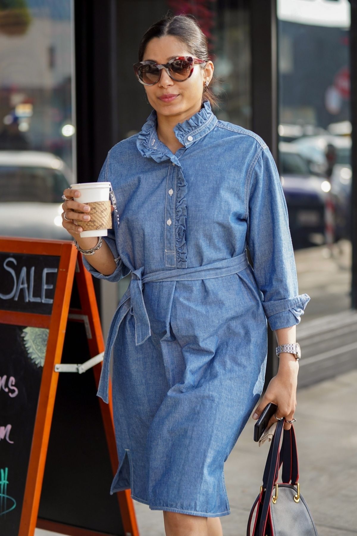 FREIDA PINTO in a Denim Dress Out in Los Angeles 01/11/2019 – HawtCelebs