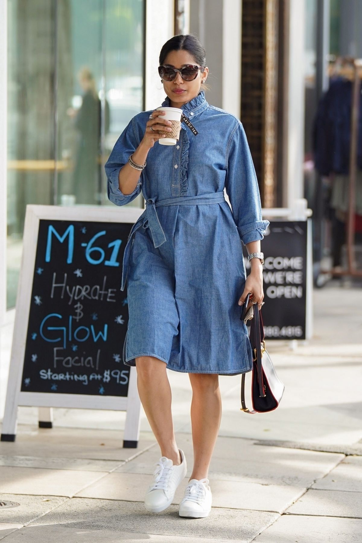 FREIDA PINTO in a Denim Dress Out in Los Angeles 01/11/2019 – HawtCelebs