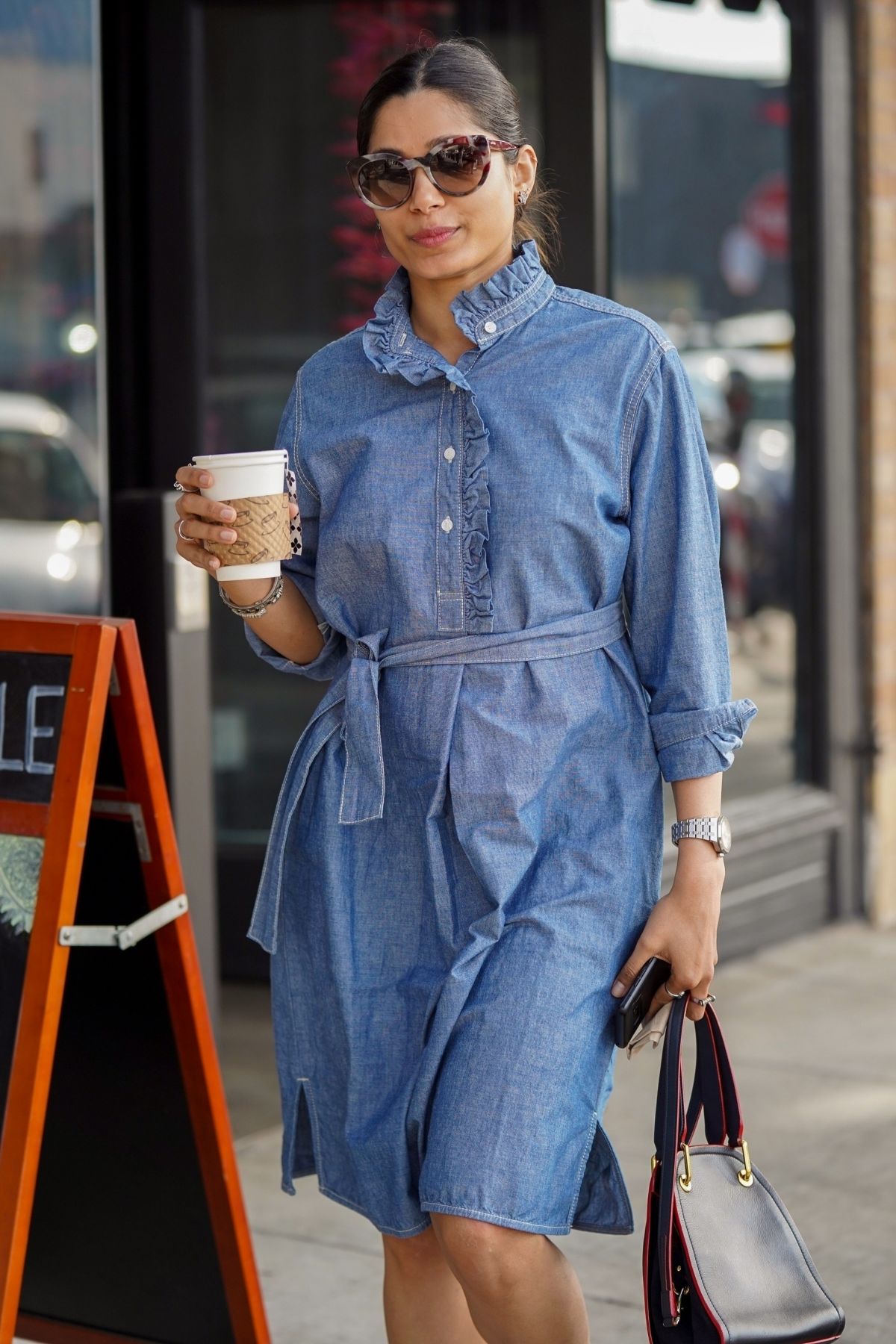 FREIDA PINTO in a Denim Dress Out in Los Angeles 01/11/2019 – HawtCelebs