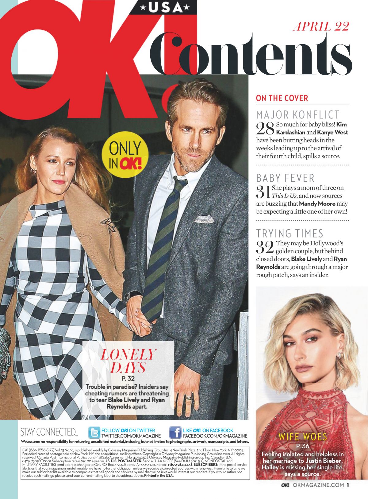 BLAKE LIVELY and Ryan Reynolds in OK! Magazine, April 2019 – HawtCelebs