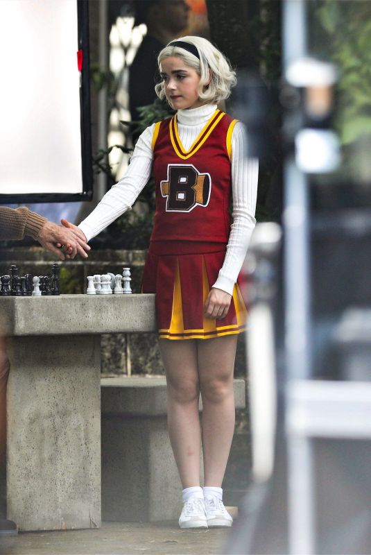 KIERNAN SHIPKA on the Set of Chilling Adventures of Sabrina in ...