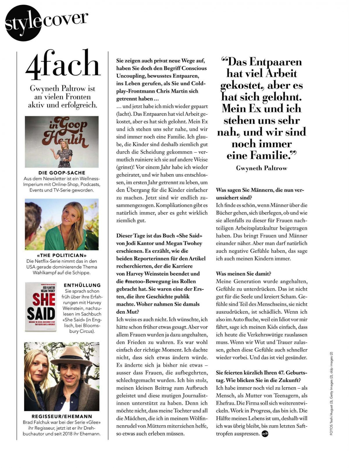 GWYNETH PALTROW in Style Magazine, Germany November 2019 – HawtCelebs