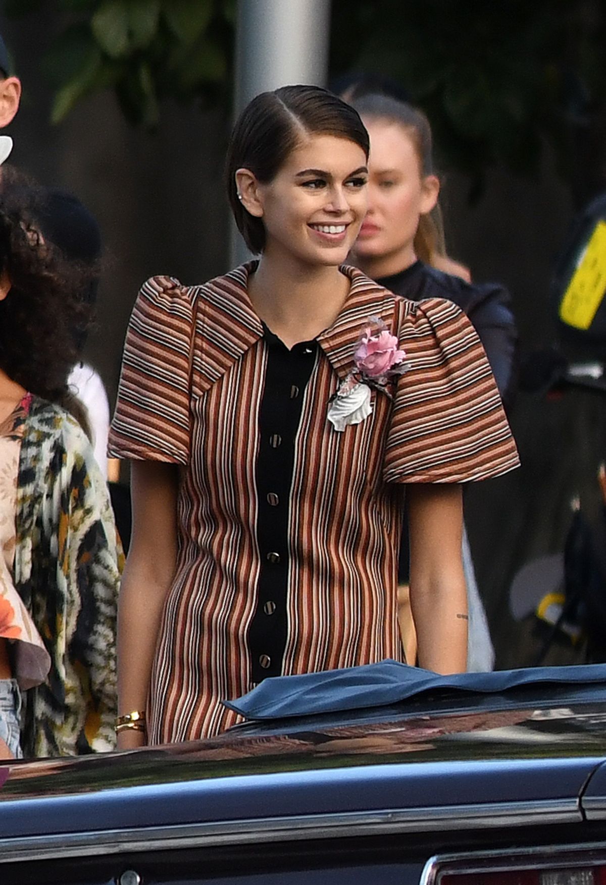 KAIA GERBER Poses with a Classic Car at a Photoshoot in Miami 01/13 ...