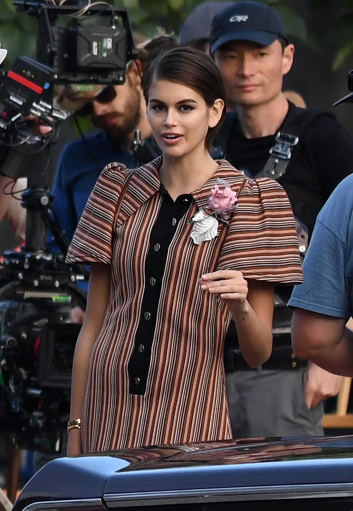KAIA GERBER Poses with a Classic Car at a Photoshoot in Miami 01/13 ...