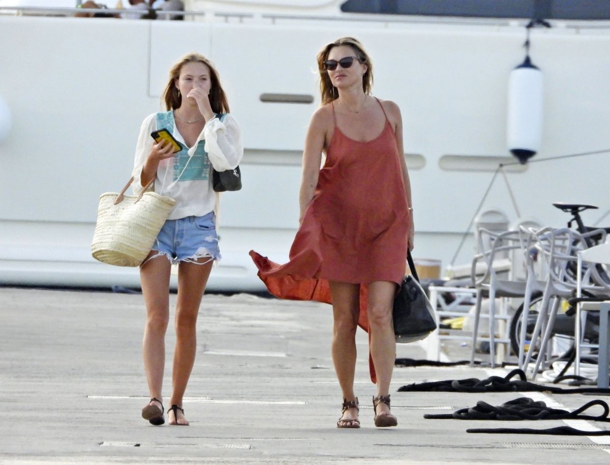 KATE and LILA GRACE MOSS in Bikinis at a Yacht in Spain 08/03/2020 ...