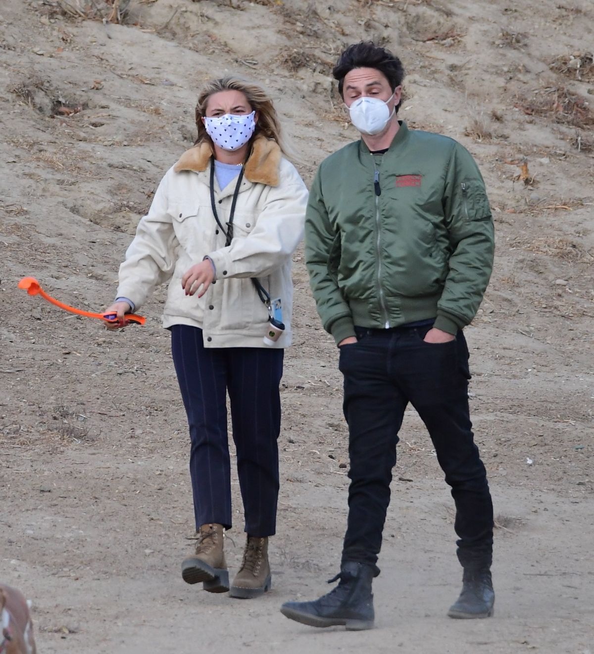 FLORENCE PUGH and Zach Braff Out at a Dog Park in Los Angeles 12/14 ...