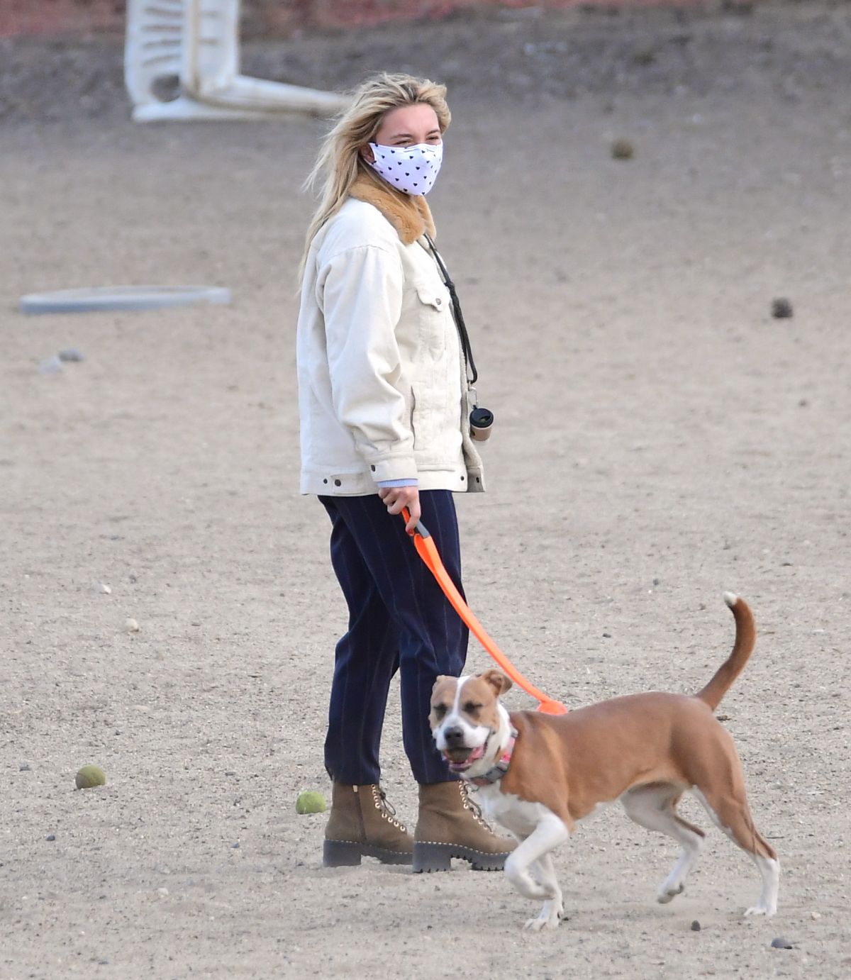 FLORENCE PUGH Out with Her Dog at a Dog Park in Los Angeles 12/14/2020 ...