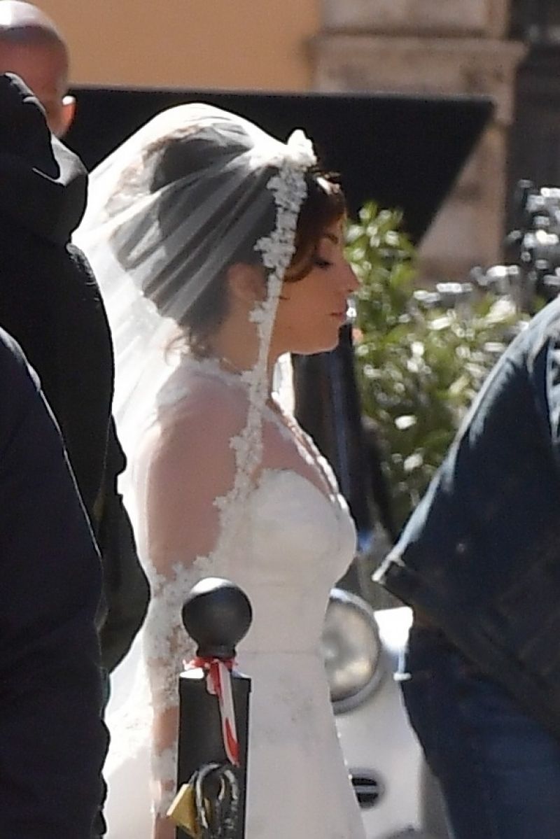 LADY GAGA in a Wedding Dress on the Set of House Of Gucci in Rome 04/08 ...