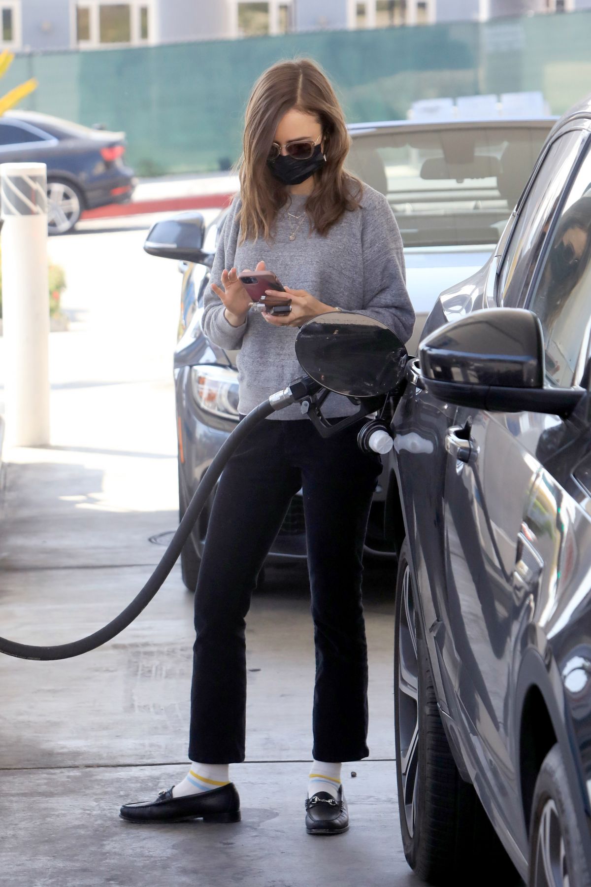 LILY COLLINS at a Gas Station in West Hollywood 04/05/2021 – HawtCelebs
