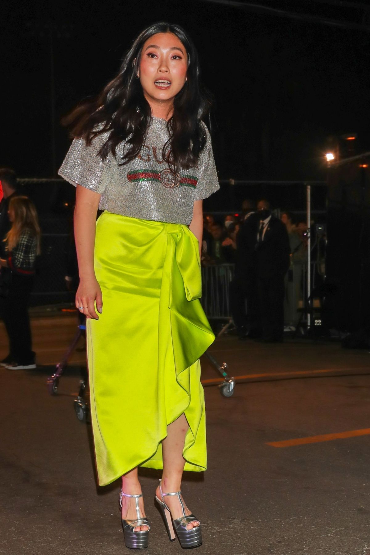 AWKWAFINA Arrives at Gucci Fashion Show in Hollywood 11/02/2021 ...
