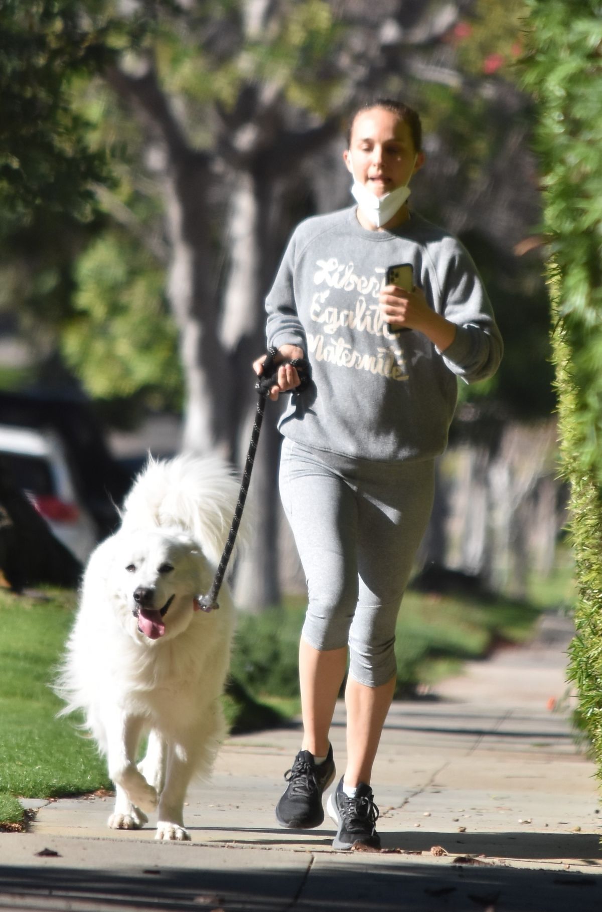 NATALIE PORTMAN Out Jogging with Her Dog in Los Feliz 01/24/2022 ...