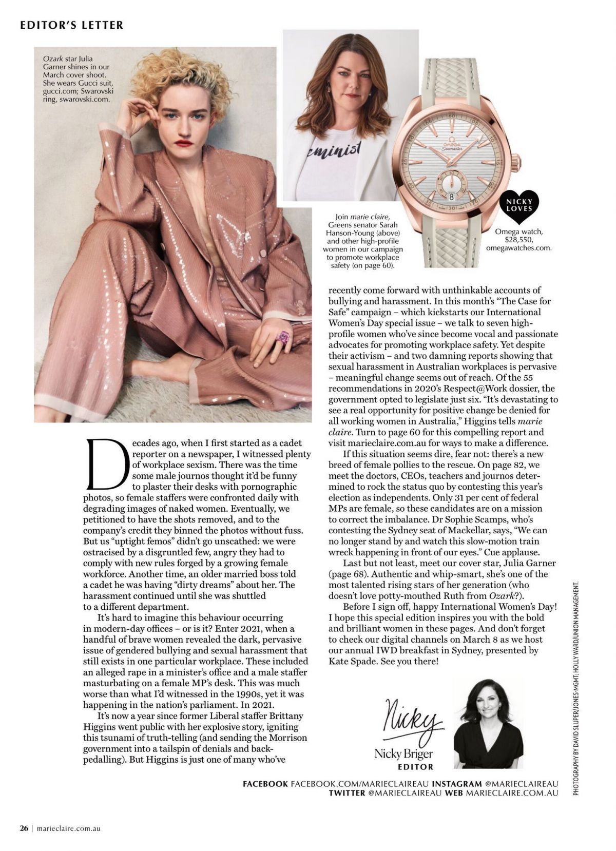 JULIA GARNER in Marie Claire Magazine, Australia March 2022 – HawtCelebs