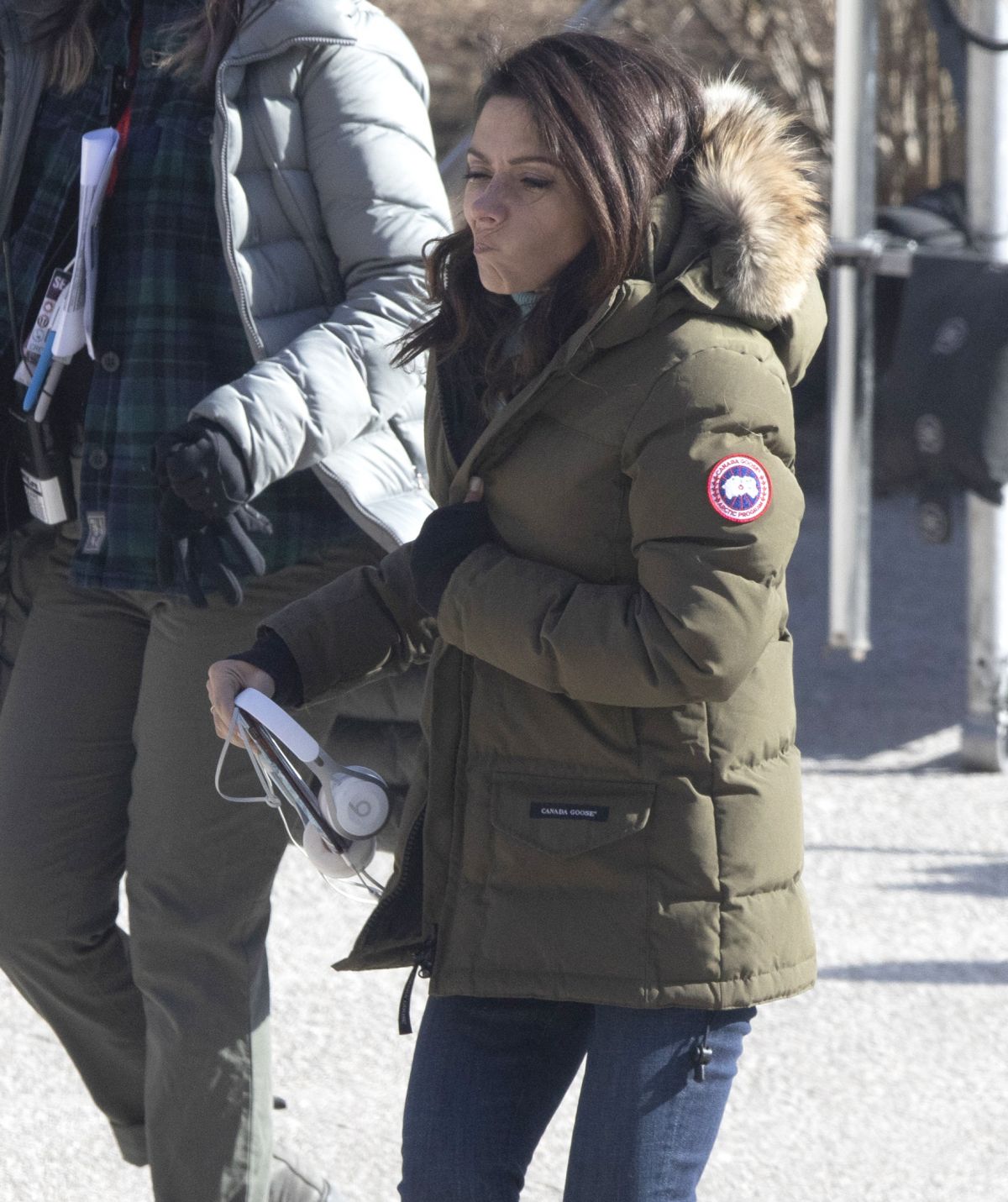 SARAH SHAHI on the Set of Sex/Life Season 2 in Mississauga 02/24/2022 ...