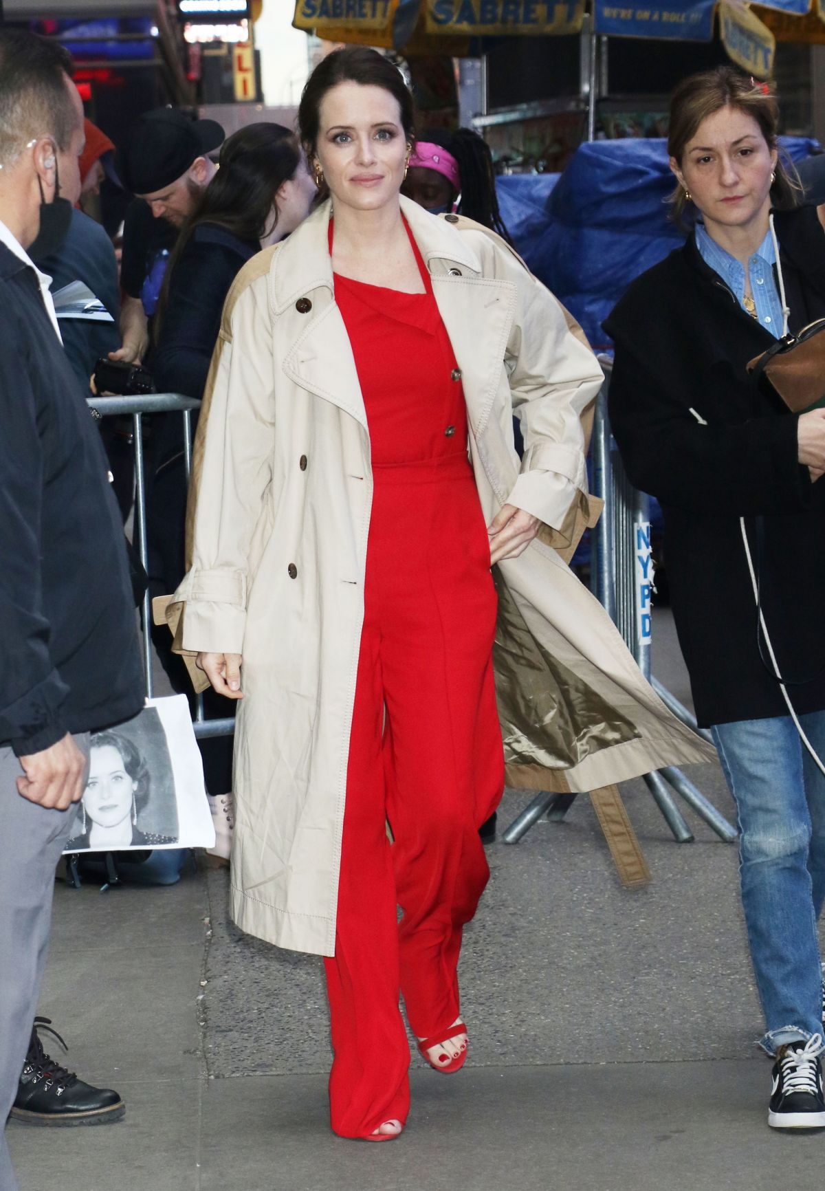 CLAIRE FOY Arrives at Good Morning America in New York 04/13/2022 ...