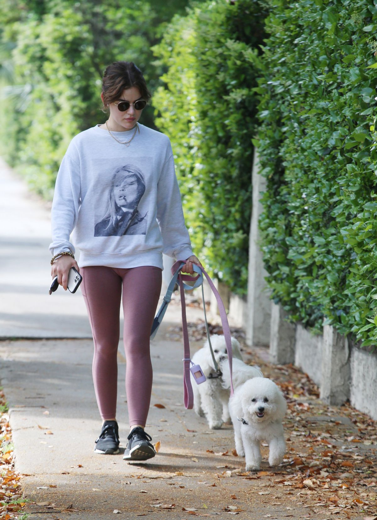LUCY HALE Out with Her Dogs for a Walk in Los Angeles 04/10/2022 ...