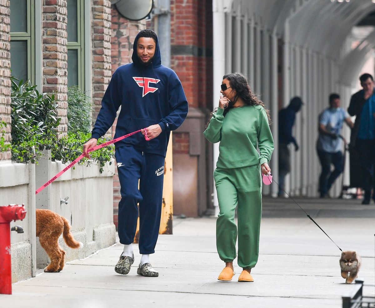 MAYA JAMA and Ben Simmon Out with Their Dog in New York 03/31/2022 ...