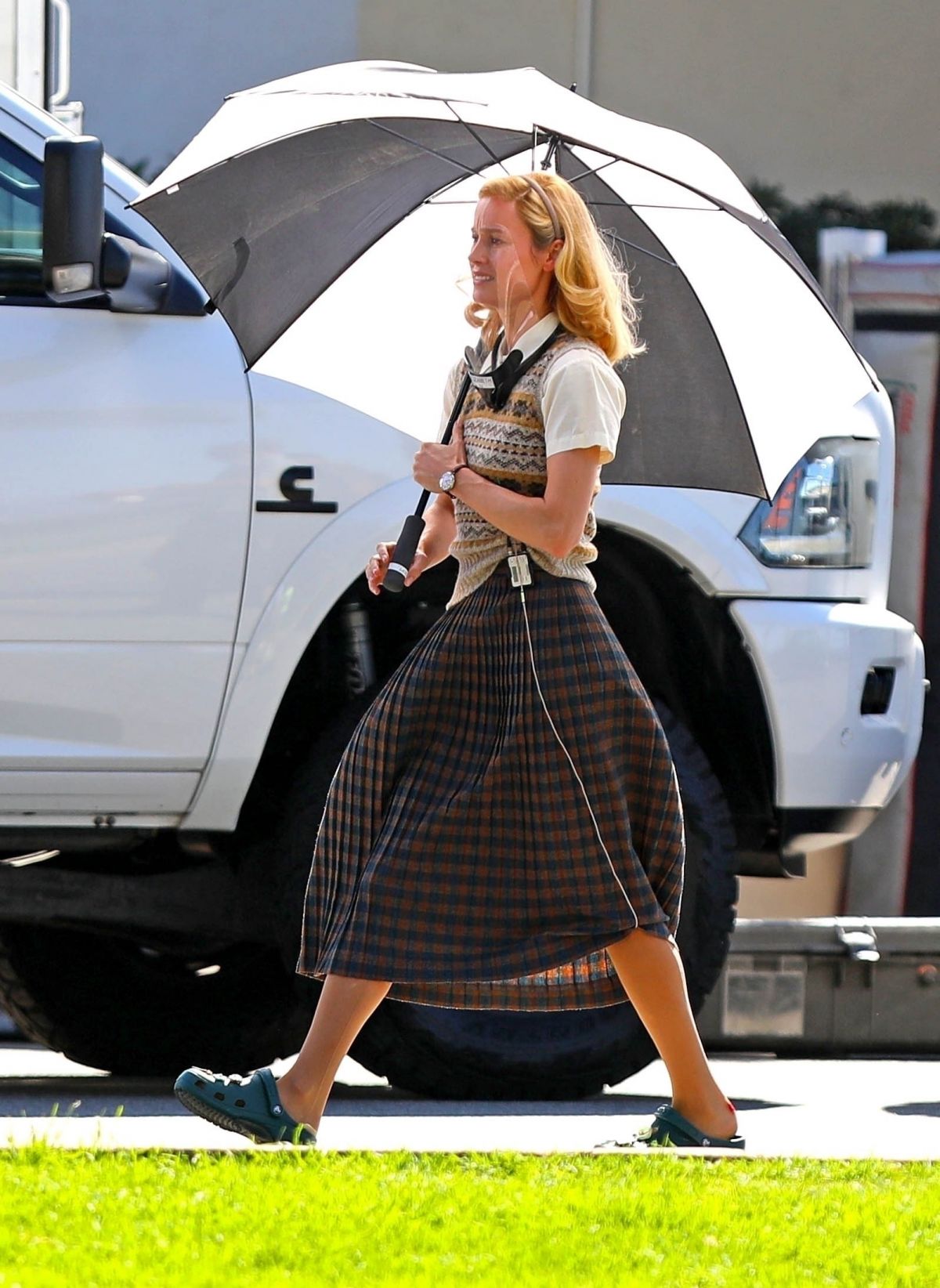 BRIE LARSON on the Set of Lessons in Chemistry in Los Angeles 08/10 ...