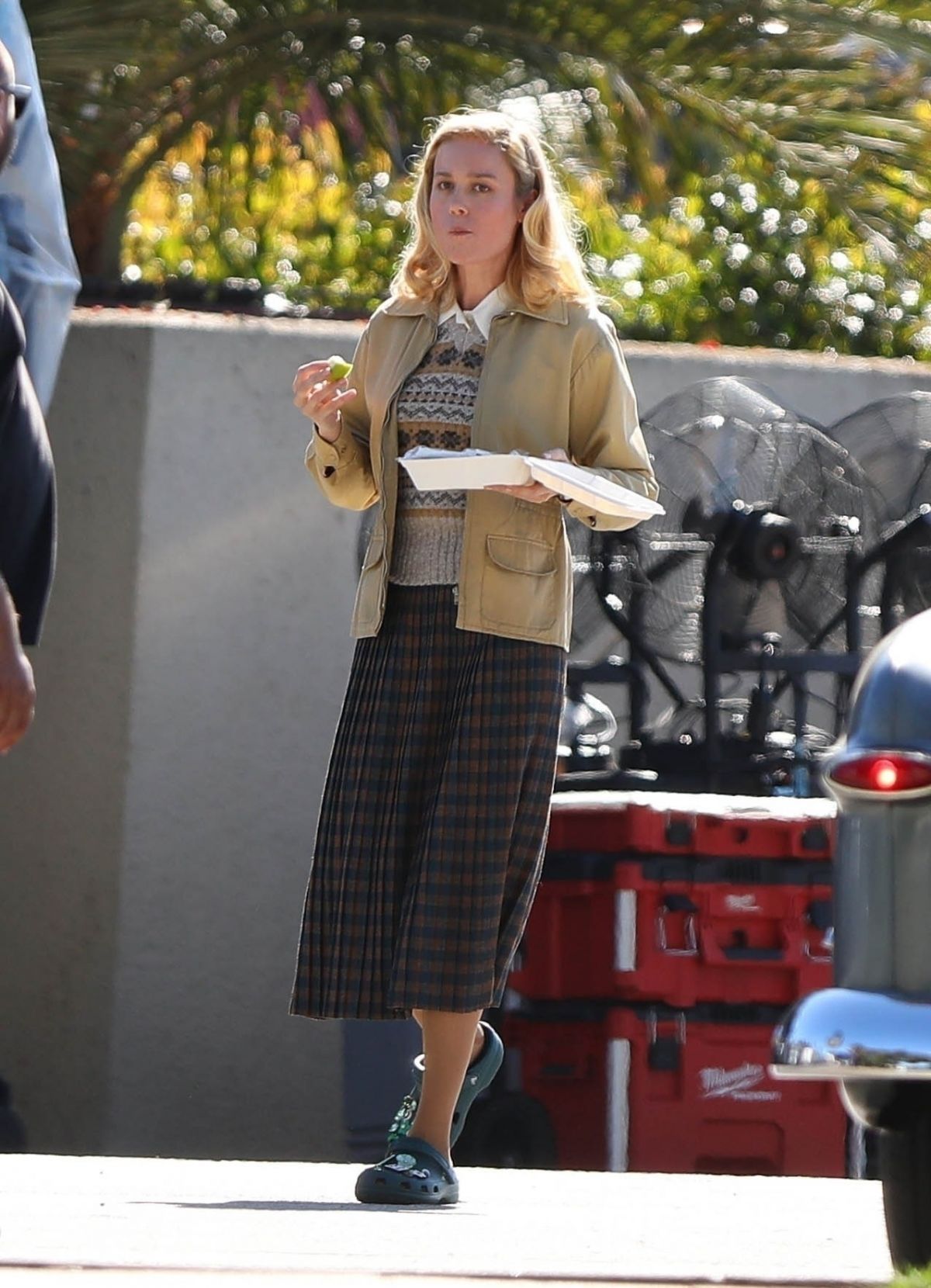 BRIE LARSON on the Set of Lessons in Chemistry in Los Angeles 08/10 ...