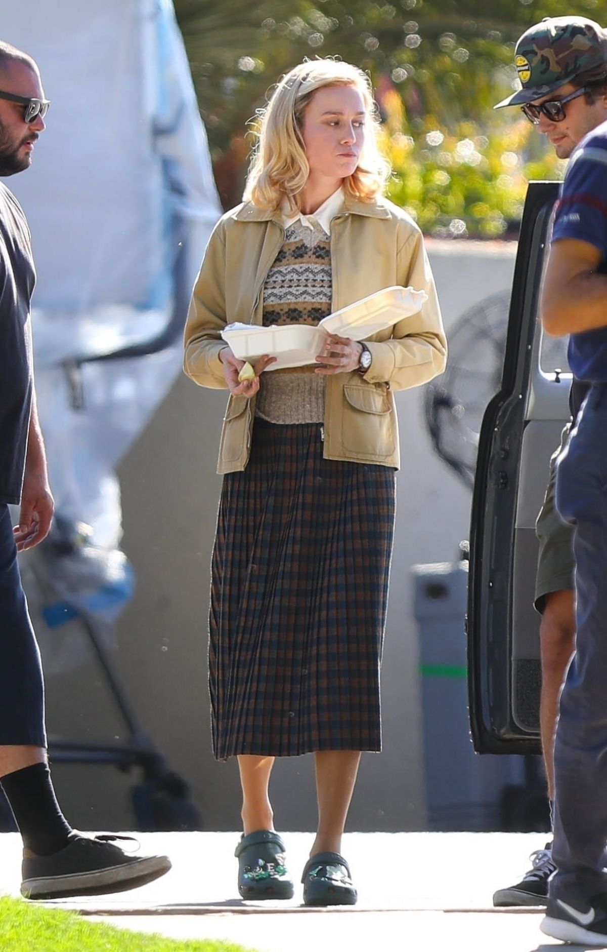BRIE LARSON on the Set of Lessons in Chemistry in Los Angeles 08/10 ...