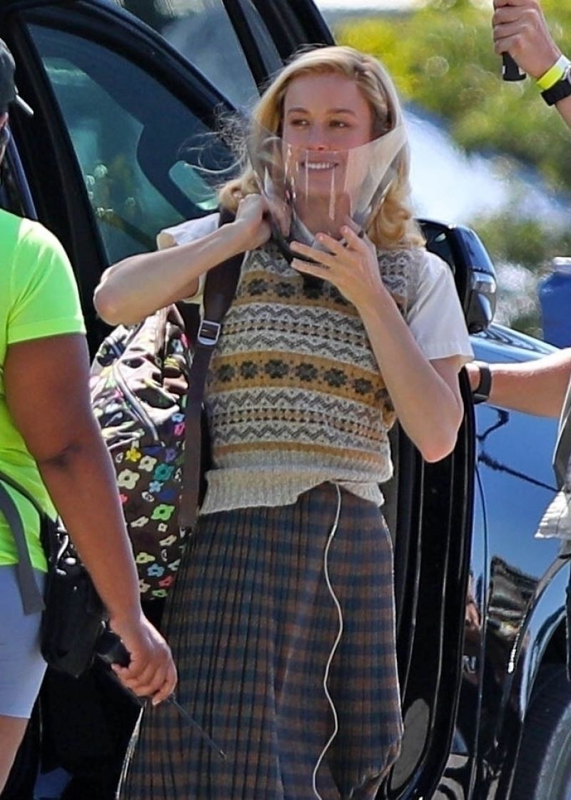 BRIE LARSON on the Set of Lessons in Chemistry in Los Angeles 08/10 ...