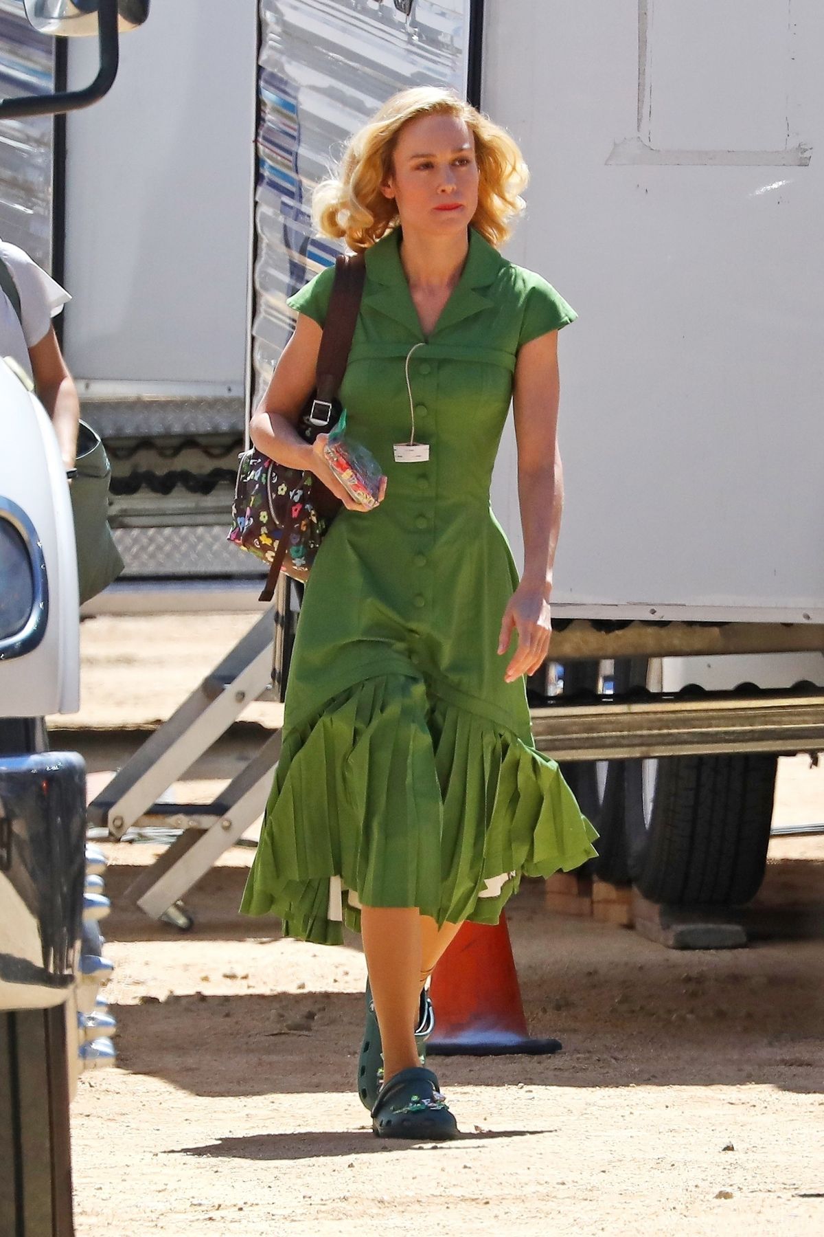 BRIE LARSON on the Set of Lessons in Chemistry in Los Angeles 08/11 ...