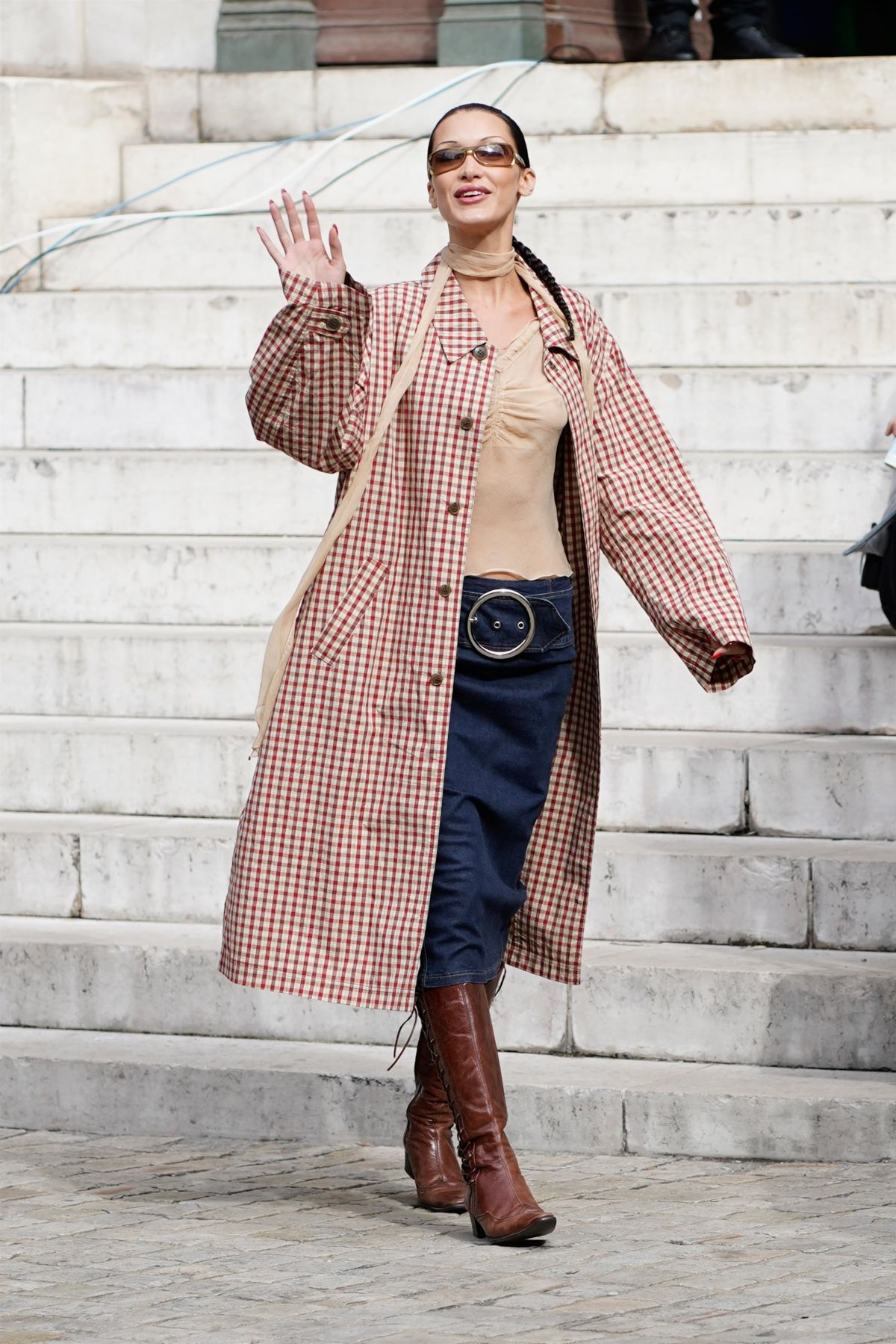 BELLA HADID Leaves Thom Browne SS23 Show at Paris Fashion Week 10/03 ...