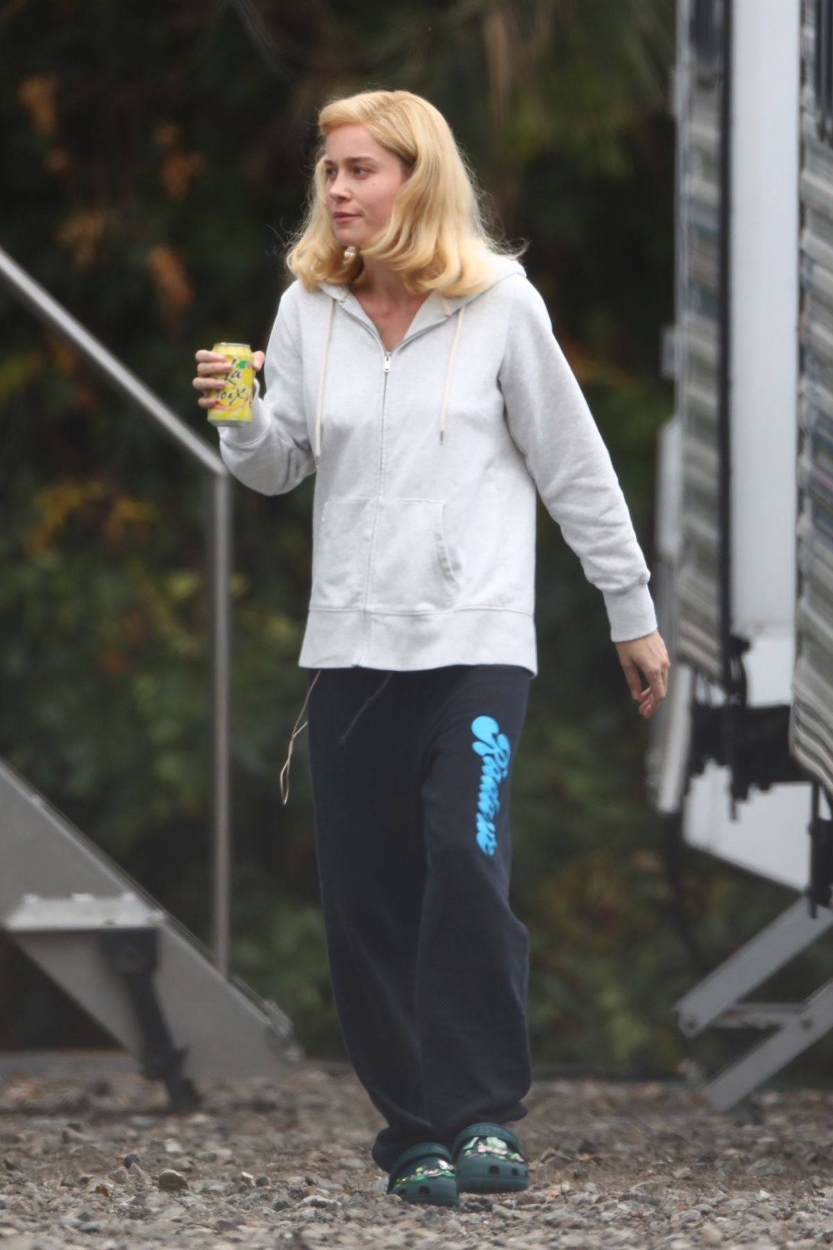 BRIE LARSON on the Set of Lessons in Chemistry in Los Angeles 10/13 ...