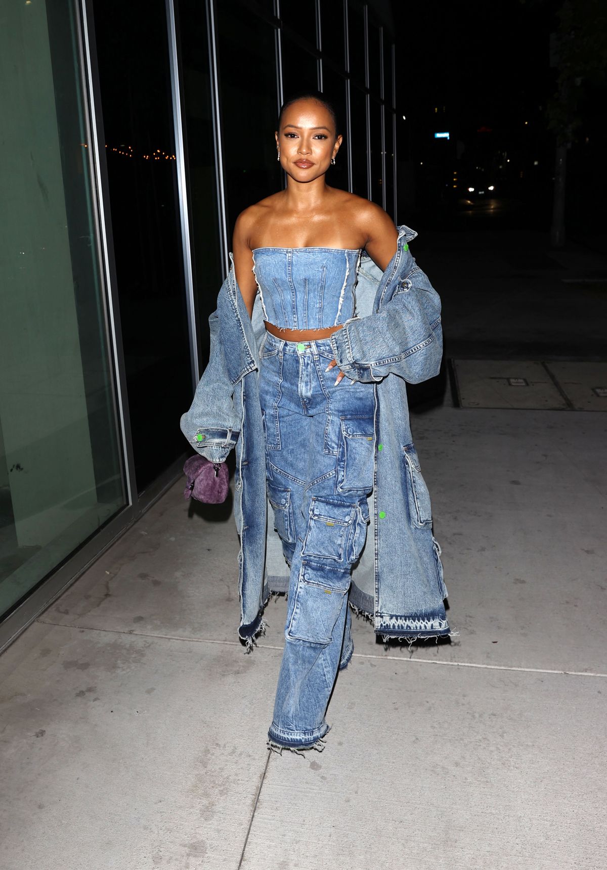 KARRUECHE TRAN in All Denim Outfit at Mr. T Restaurant in Hollywood 10 ...
