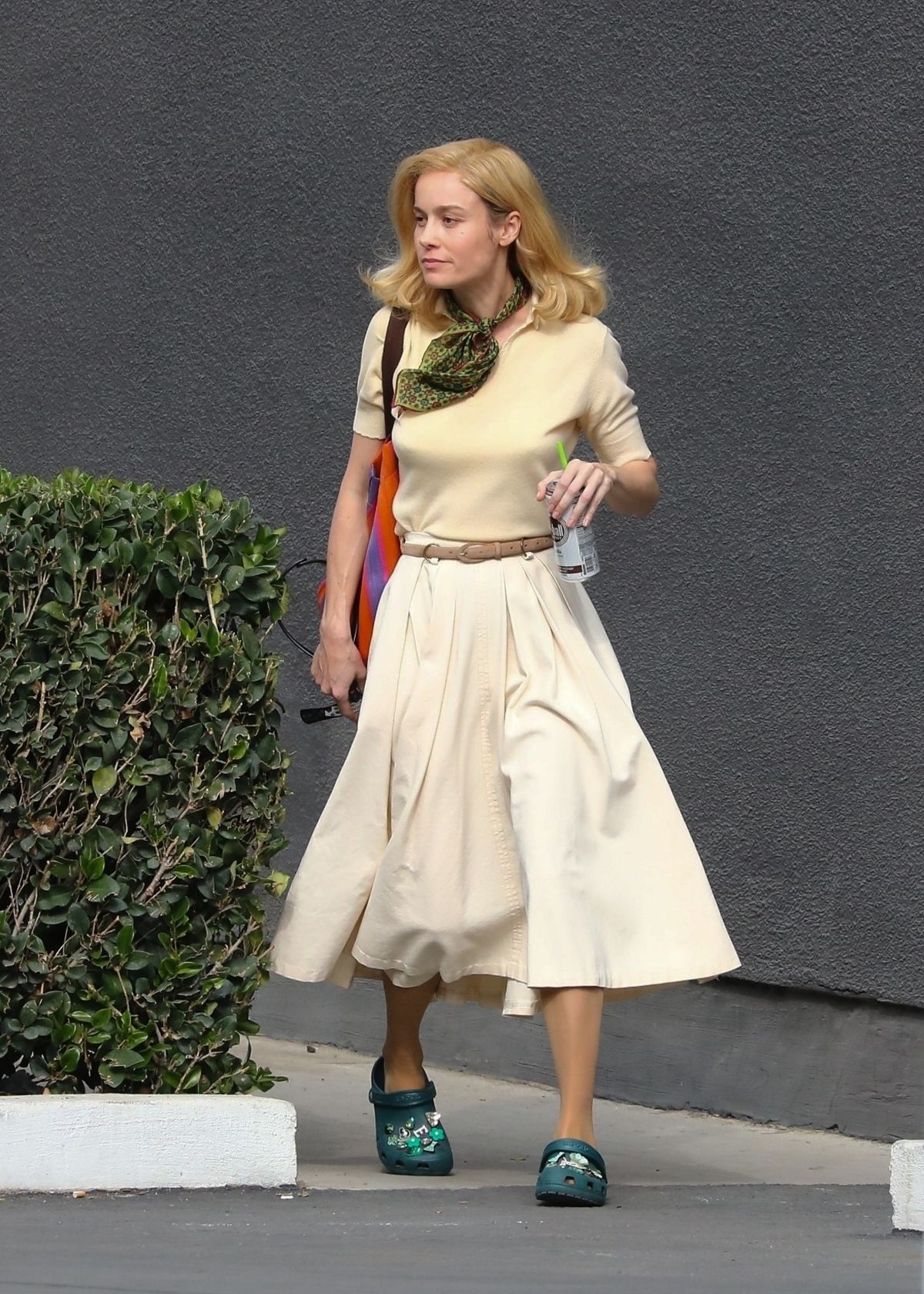 BRIE LARSON on the set of Lessons in Chemistry in Los Angeles 11/28 ...