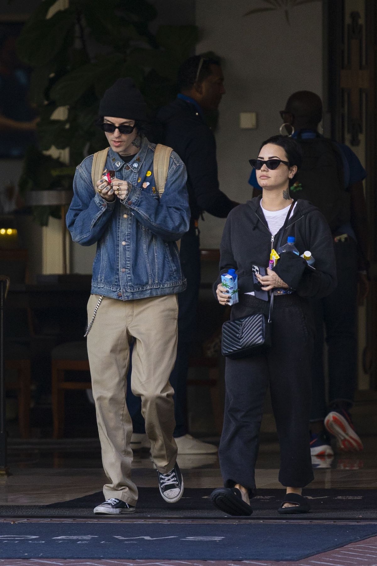 DEMI LOVATO and Hre Boyfriend Jutes Leaves Their Hotel in New Orleans ...