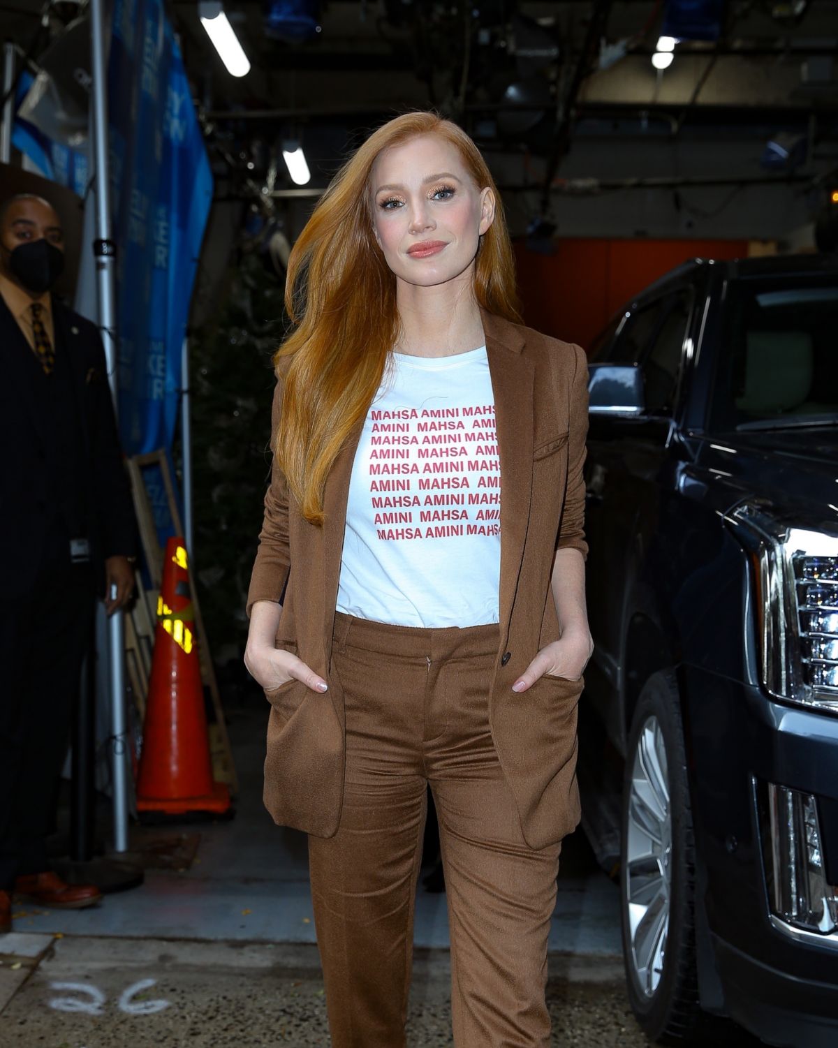 JESSICA CHASTAIN Leaves Live with Kelly and Ryan in New York 11/16/2022 ...
